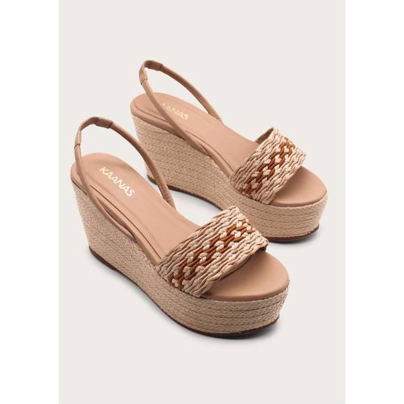 Kaanas | Shoes | New Kaanas Santiago Raffia Wedge In Almond | Poshmark